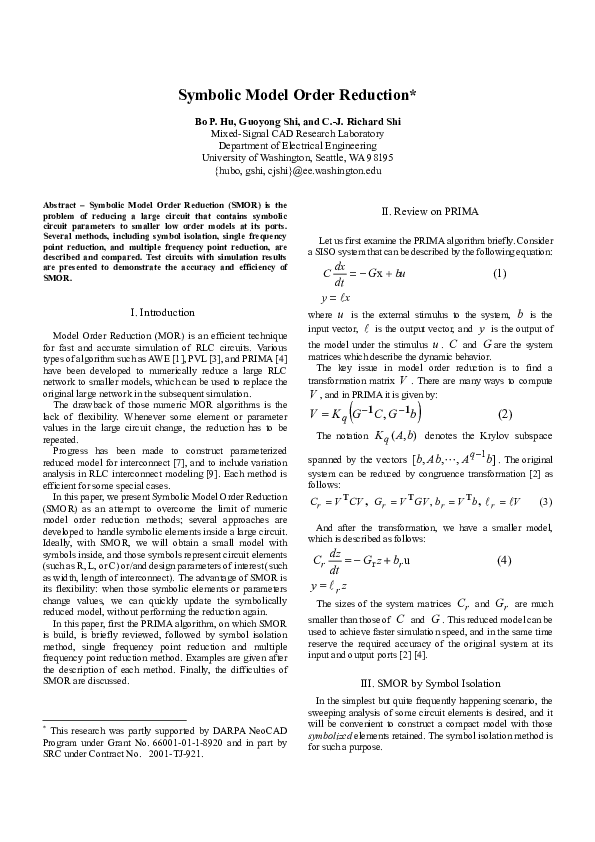Pdf Symbolic Model Order Reduction