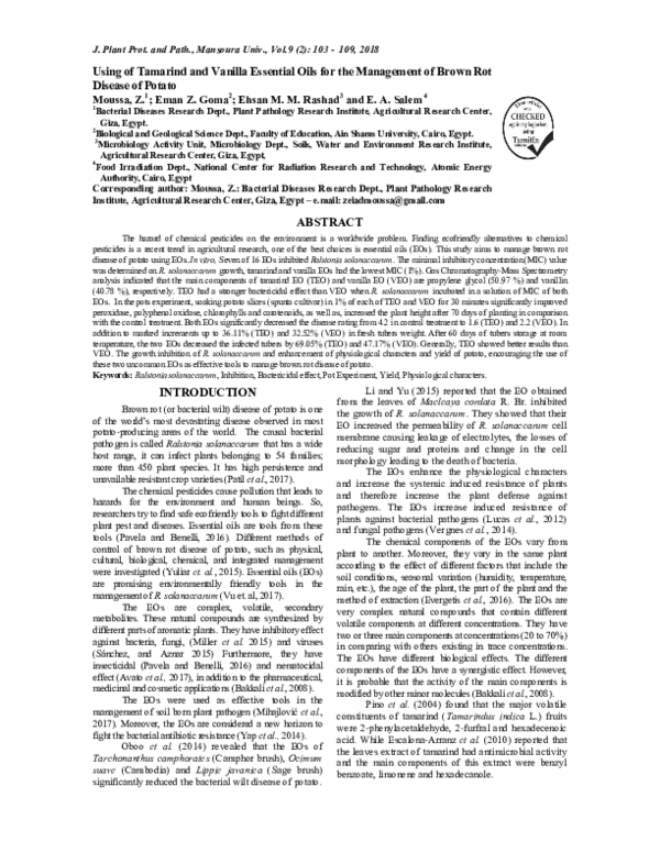 (PDF) Using of Tamarind and Vanilla Essential Oils for the Management ...