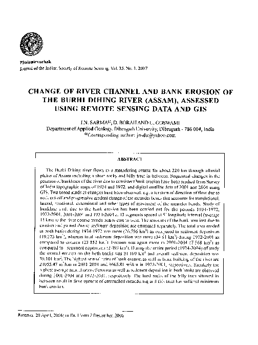 (PDF) Change of river channel and bank erosion of the burhi dihing ...