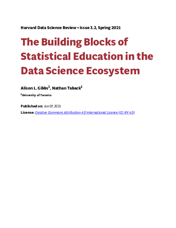 (PDF) The Building Blocks of Statistical Education in the Data Science Ecosystem