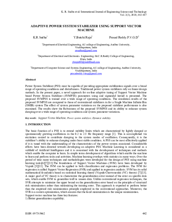 (PDF) Adaptive Power System Stabilizer Using Support Vector Machine