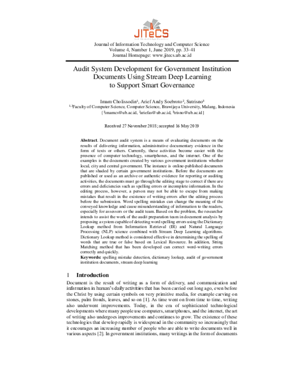 (PDF) Audit System Development for Government Institution Documents ...