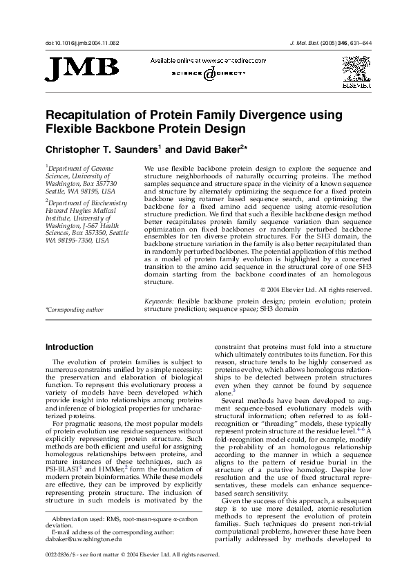 (PDF) Recapitulation of Protein Family Divergence using Flexible ...