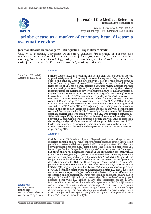 (PDF) Earlobe crease as a marker of coronary heart disease: a ...