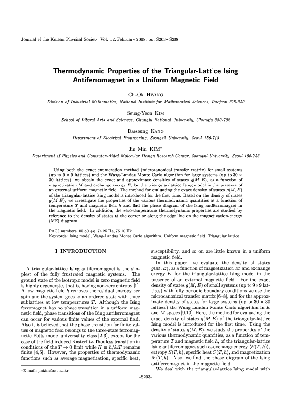 (PDF) Thermodynamic properties of the triangular-lattice ising ...