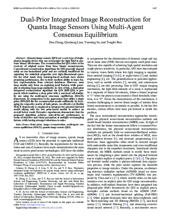 (PDF) Dual-Prior Integrated Image Reconstruction for Quanta Image Sensors Using Multi-Agent ...