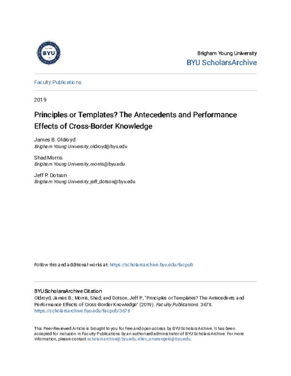 (PDF) Principles or templates? The antecedents and performance effects ...
