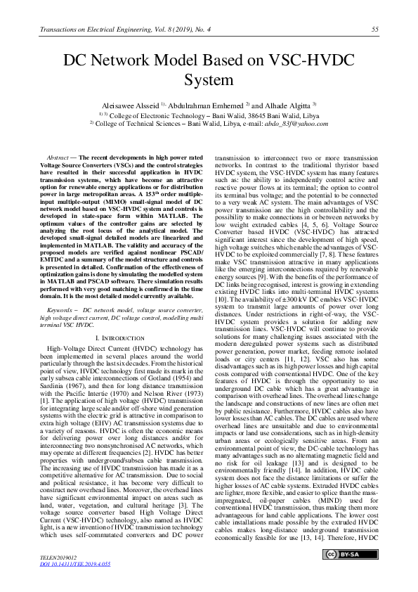 (PDF) DC Network Model Based on VSC-HVDC System