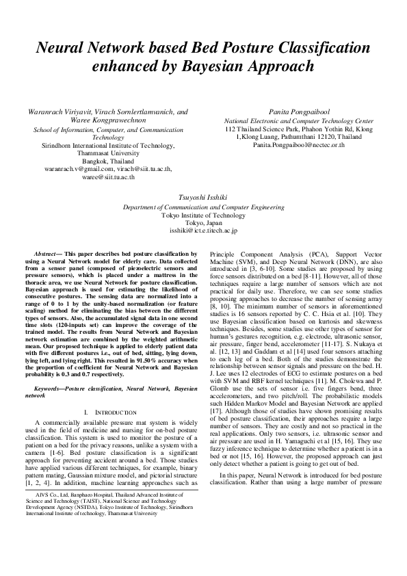 Pdf Neural Network Based Bed Posture Classification Enhanced By
