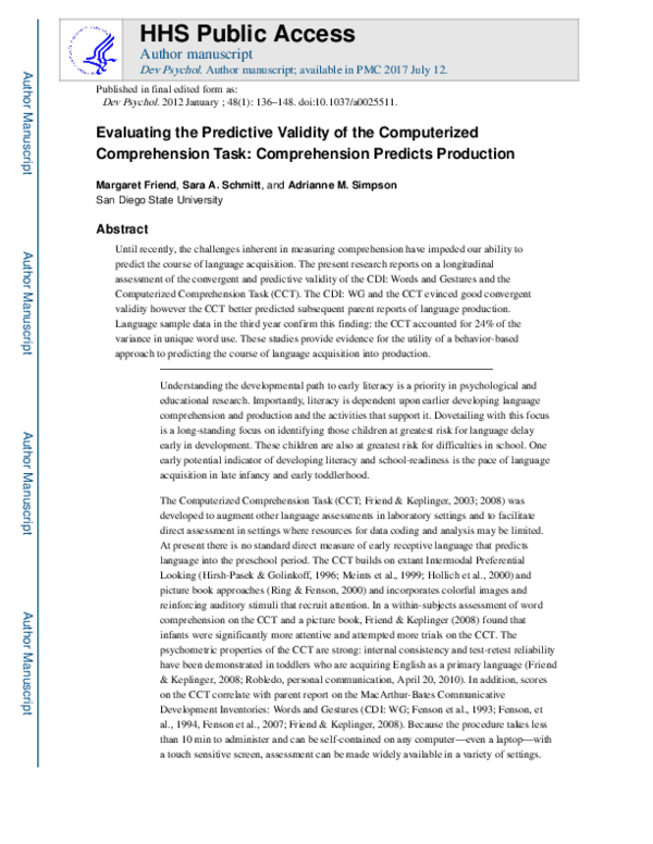 (PDF) Evaluating the predictive validity of the Computerized ...