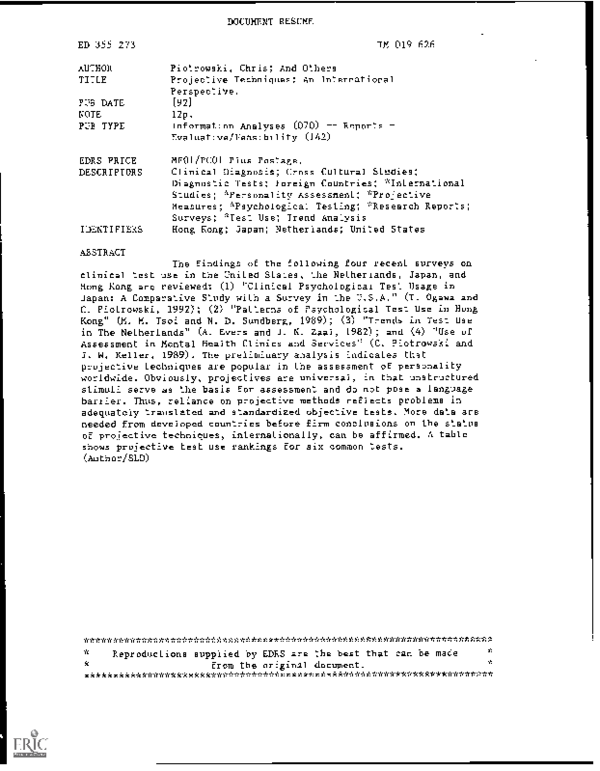 Pdf Projective Techniques An International Perspective