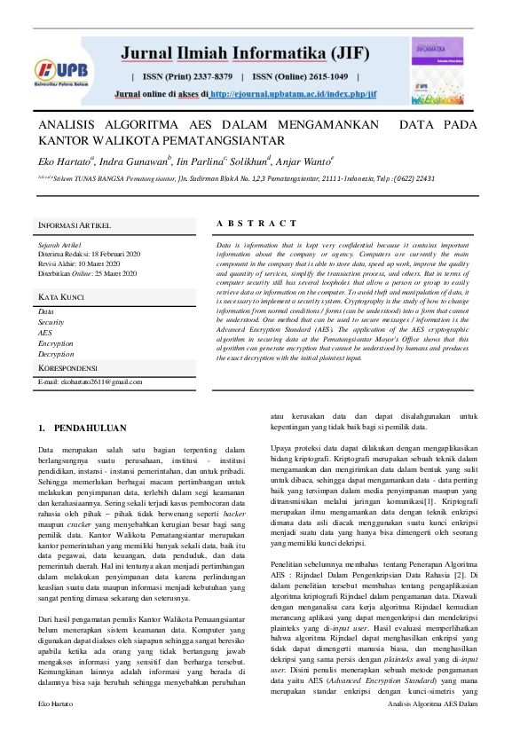 (PDF) Analisis Algoritma Aes Dalam Mengamankan Data Pada Kantor ...