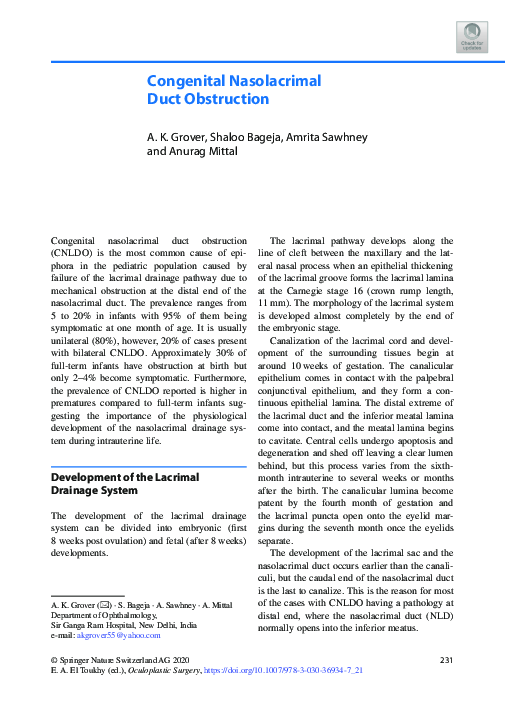 (PDF) Congenital Nasolacrimal Duct Obstruction