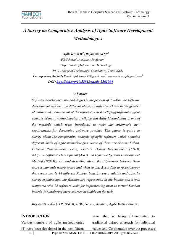 (PDF) A Survey on Comparative Analysis of Agile Software Development ...