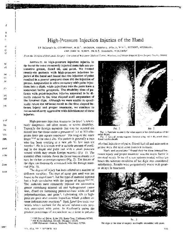 (PDF) High-pressure injection injuries of the hand