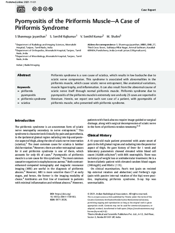 (PDF) Pyomyositis of the Piriformis Muscle—A Case of Piriformis ...