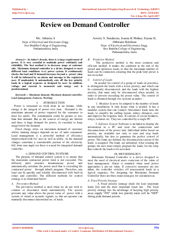 (PDF) Review on Demand Controller