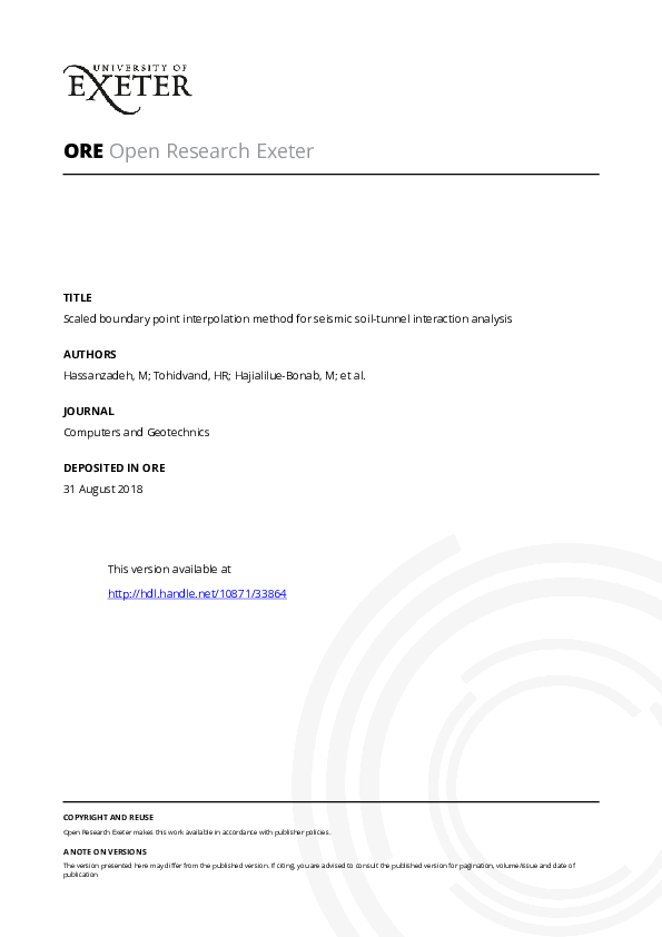 (PDF) Scaled boundary point interpolation method for seismic soil-tunnel interaction analysis