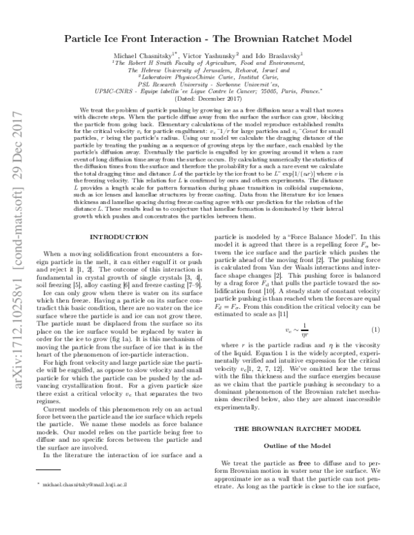 (PDF) Particle Ice Front Interaction - The Brownian Ratchet Model | Victor Yashunsky - Academia.edu