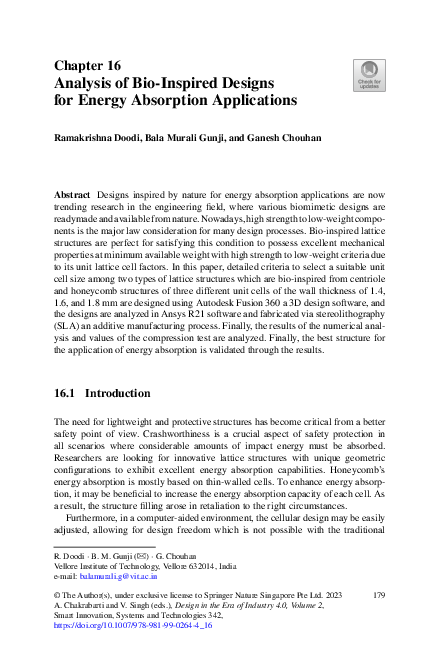 (PDF) Analysis of Bio-Inspired Designs for Energy Absorption Applications