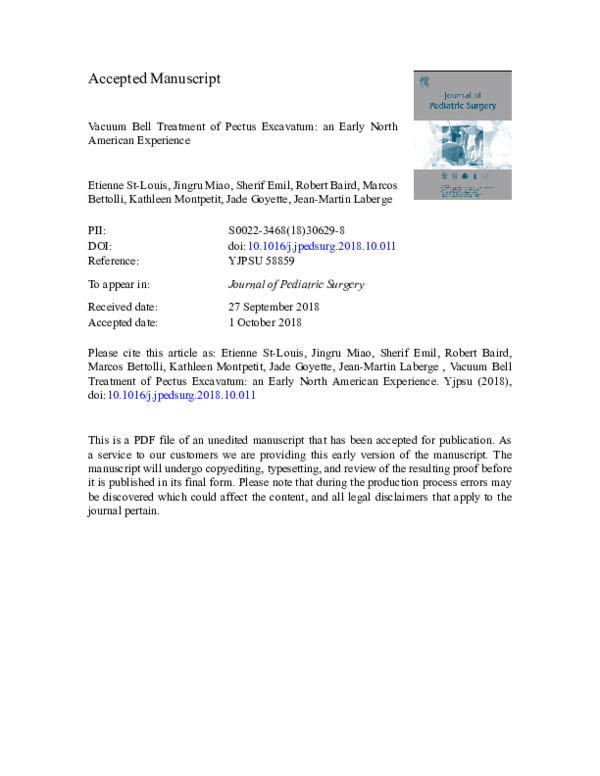 (PDF) Vacuum bell treatment of pectus excavatum: An early North ...