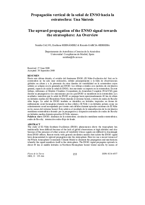 (PDF) The upward propagation of the ENSO signal towards the ...