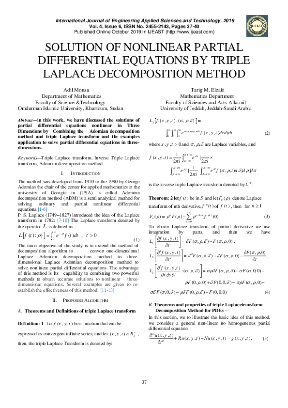 (PDF) Solution of Nonlinear Partial Differential Equations by Triple ...
