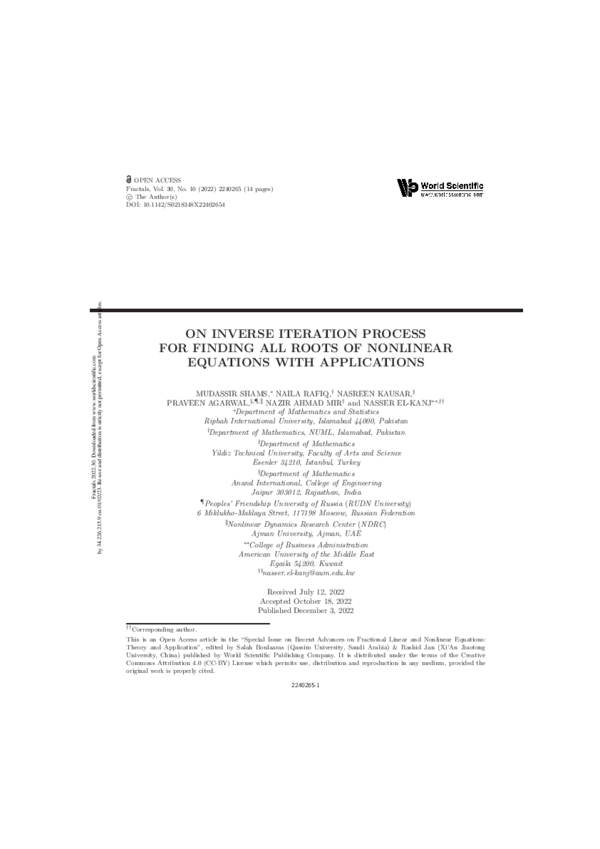 (PDF) On Inverse Iteration Process for Finding All Roots of Nonlinear Equations with Applications