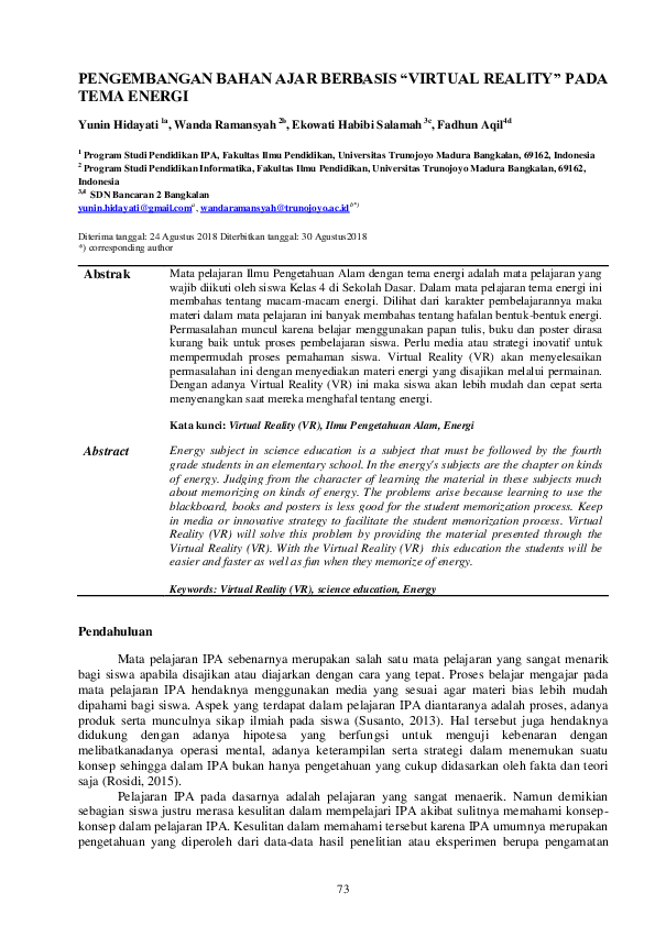 (PDF) Pengembangan Bahan Ajar Berbasis “Virtual Reality” Pada Tema Energi | Wanda Ramansyah ...