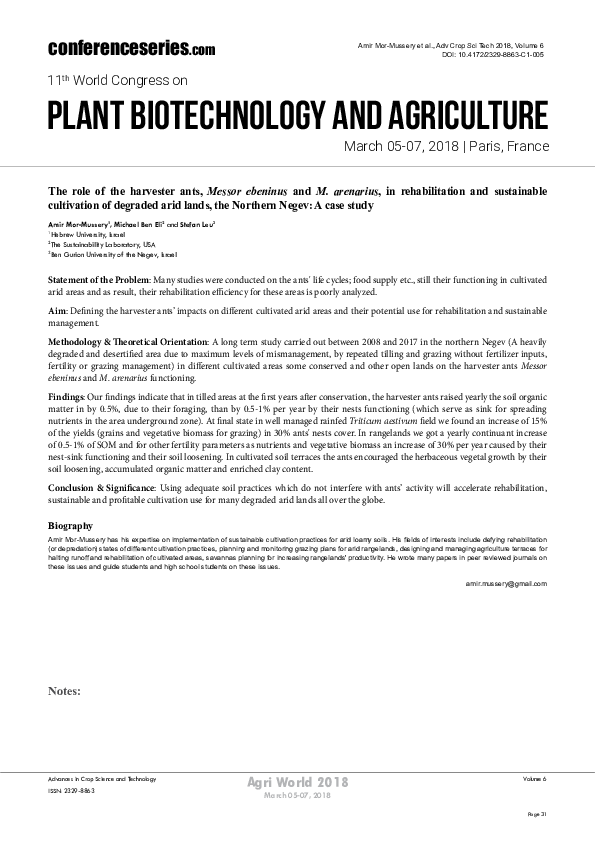 (PDF) The role of the harvester ants, Messor ebeninus and M. arenarius ...