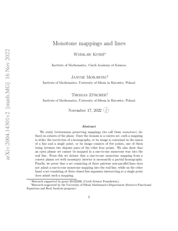 (PDF) Monotone mappings and lines