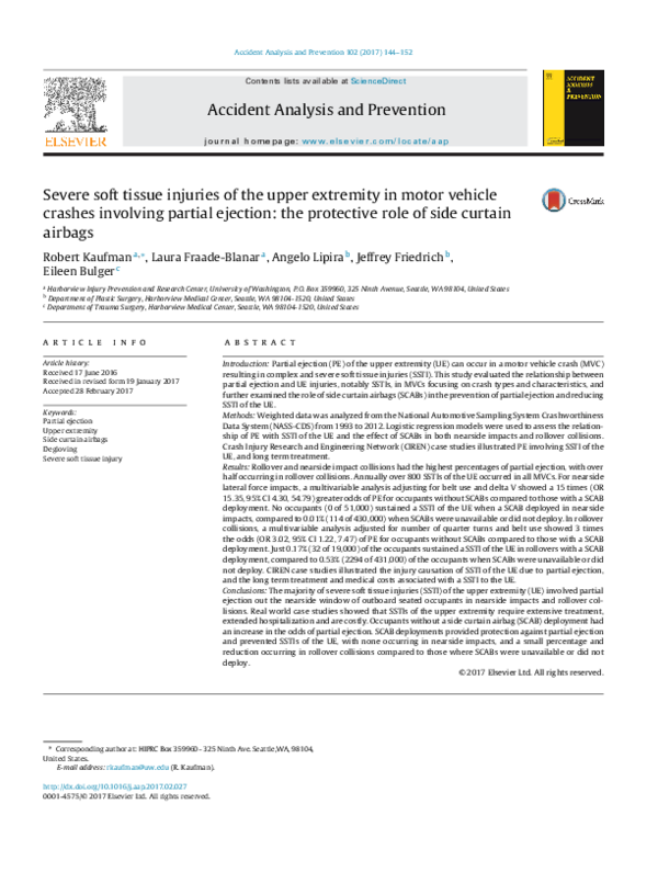 (PDF) Severe soft tissue injuries of the upper extremity in motor ...