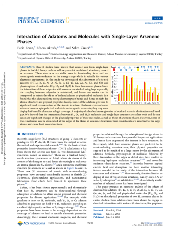 (PDF) Interaction of Adatoms and Molecules with Single-Layer Arsenene ...