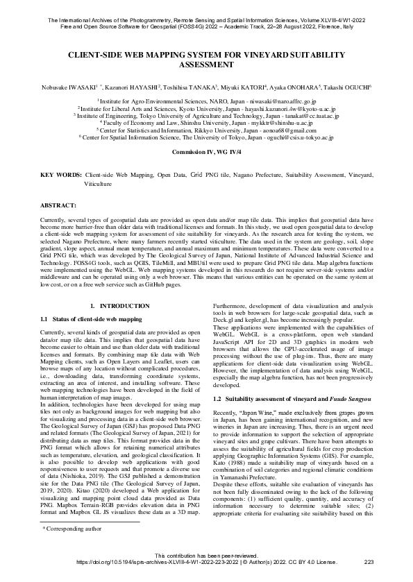 (PDF) Client-Side Web Mapping System for Vineyard Suitability Assessment