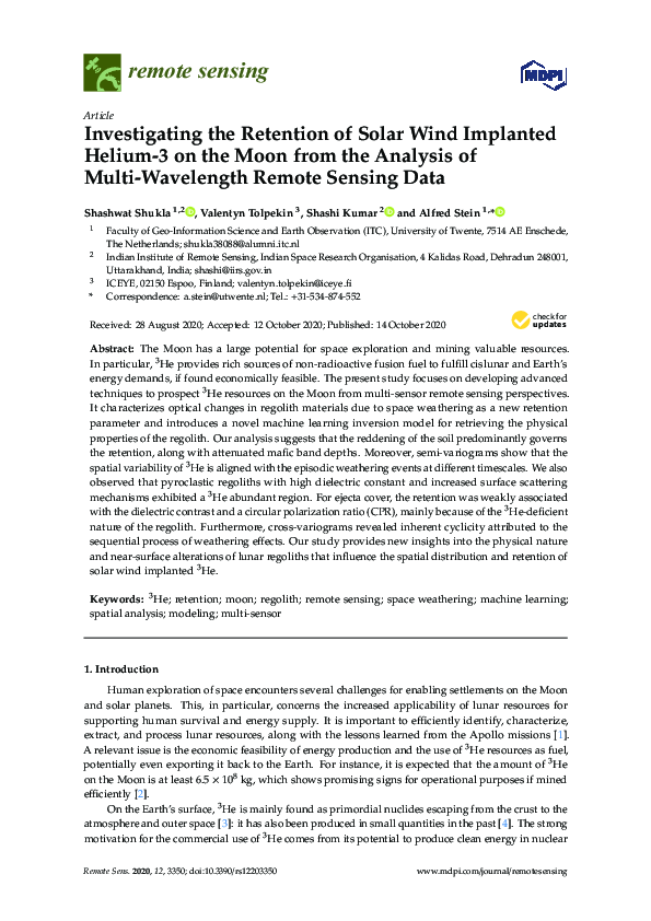 (PDF) Investigating the Retention of Solar Wind Implanted Helium-3 on ...