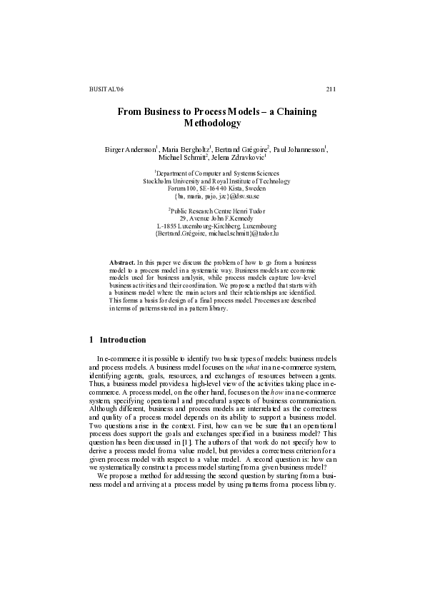 (PDF) From Business to Process Models: a Chaining Methodology