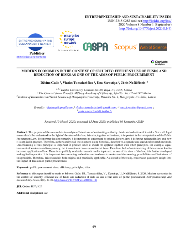 (PDF) Modern economics in the context of security: efficient use of ...