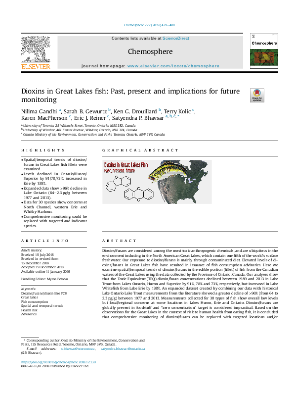 (PDF) Dioxins in Great Lakes fish: Past, present and implications for ...