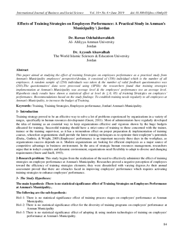 (PDF) Effects of Training Strategies on Employees Performance: A ...