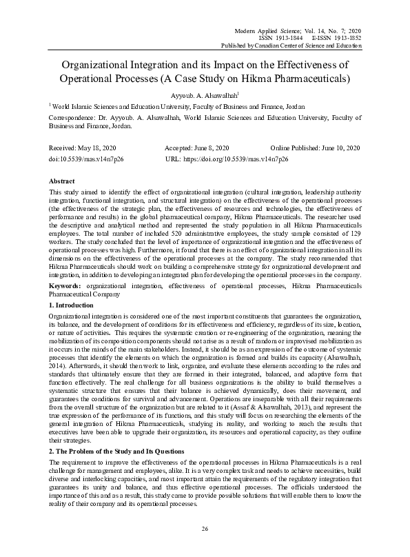 (PDF) Organizational Integration and its Impact on the Effectiveness of ...