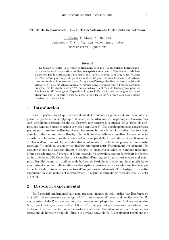(PDF) Etude de la transition 3D-2D desturbulents en rotation