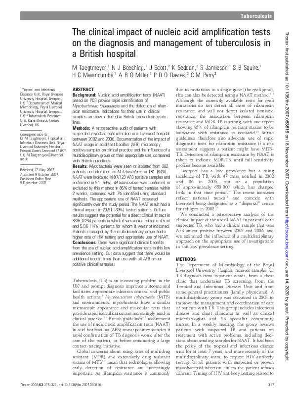 (PDF) Clinical Impact of NAAT on Tuberculosis Diagnosis