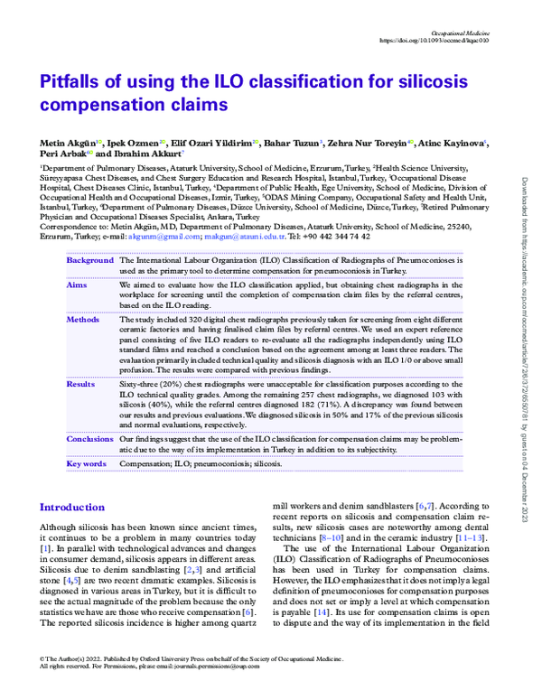(PDF) Pitfalls of using the ILO classification for silicosis ...