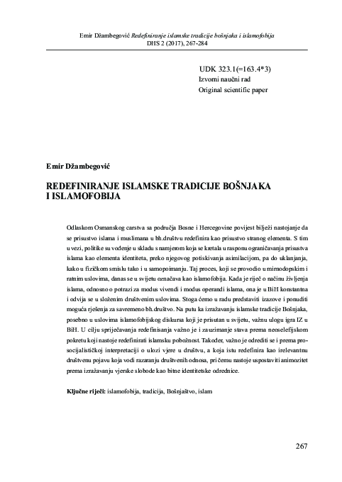 (PDF) Redefining the Islamic Tradition of Bosniaks and Islamophobia | Emir Džambegović ...
