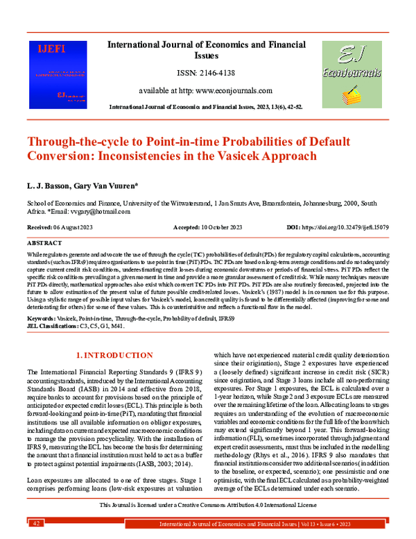 (PDF) Through-the-cycle to Point-in-time Probabilities of Default ...