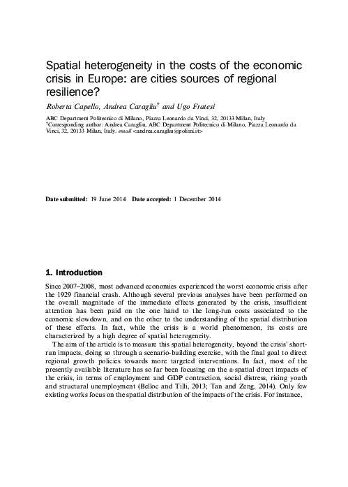 (PDF) Spatial heterogeneity in the costs of the economic crisis in ...