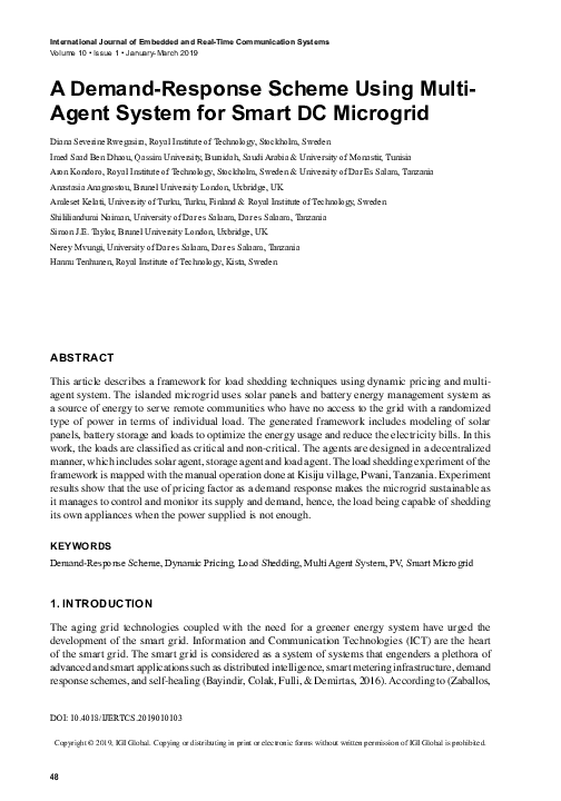 (PDF) A Demand-Response Scheme Using Multi-Agent System for Smart DC Microgrid | Prof. Nerey ...