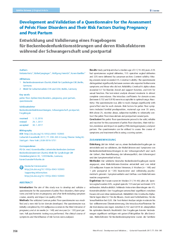 (PDF) Development and Validation of a Questionnaire for the Assessment ...
