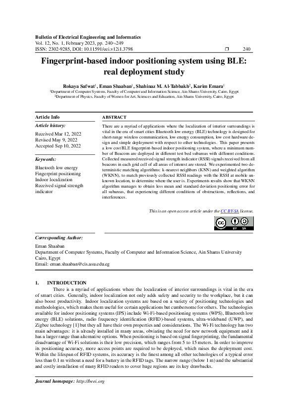 (PDF) Fingerprint-based indoor positioning system using BLE: real ... (PDF) Fingerprint-based indoor positioning system using BLE: real ...