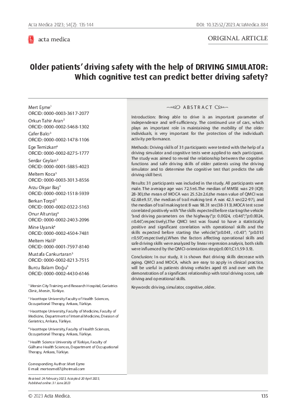 (PDF) Older patients’ driving safety with the help of DRIVING SIMULATOR ...